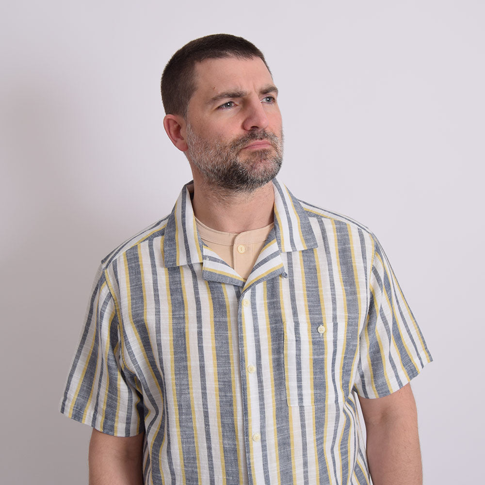 Far Afield Navy Slub Stripe Selleck Shirt – Rivet Clothing Store